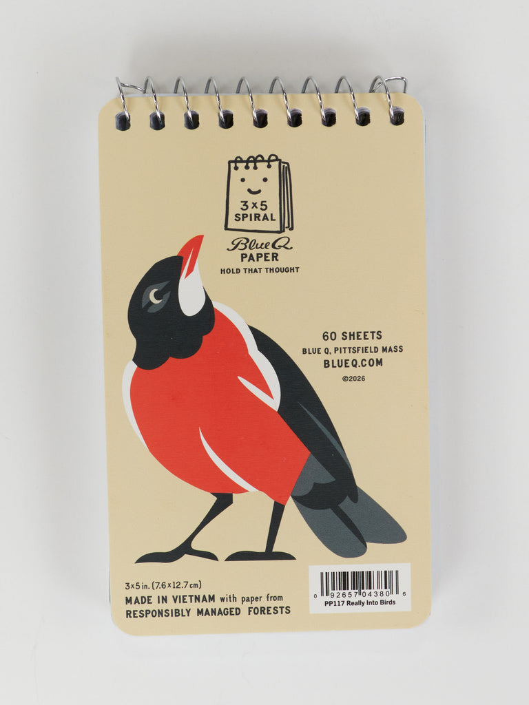 I'm Really Into Birds. Take-Along Notebook 3x5 Spiral Notebook – Blue Q